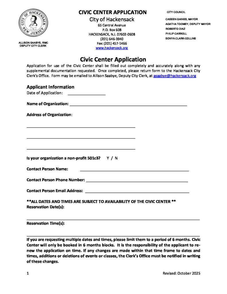 City Clerk - The City Of Hackensack